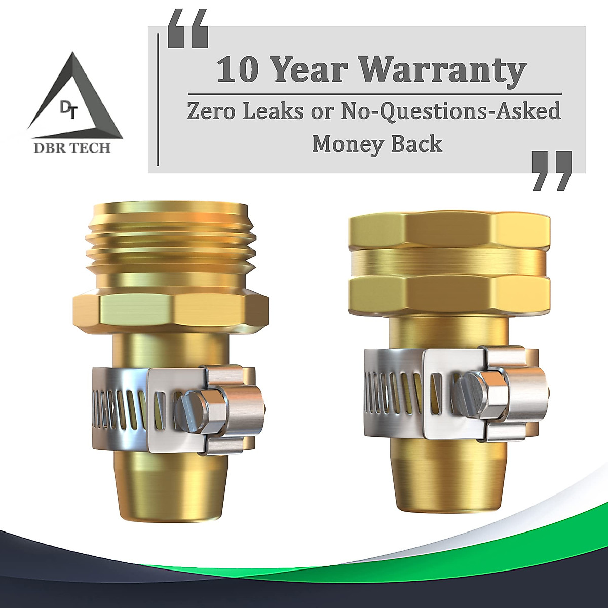 Heavy Duty Hose Repair Kit, 3/4 Inch Male Female Water Hose Repair End, Solid Metal Replacement Fittings, Fix Kit with Clamps Fit for 3/4" Gardening Hoses, Rust-Resistant Finish, Zero Leaks, 2 Pack