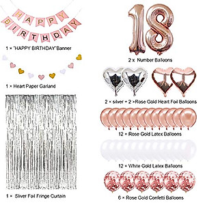 18th Birthday Decorations Banner Balloon, Happy Birthday Banner, 18th Balloons, Number 18 Balloons, 18 Years Old Birthday Decoration Supplies Sweet Eighteen Decorations