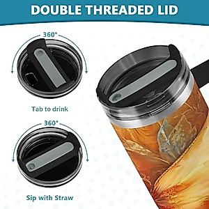 Flradish 30oz Tumbler with Handle, Dragonfly Totem Stainless Steel Tumbler with Lid and Straws Double Wall Vacuum Insulated Leakproof Coffee Travel Mug