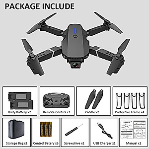 FDWYTY Drone with Camera, Mini Foldable FPV RC Quadcopter with 1080P HD Image / Live Video Remote Control Aircraft Toys Gifts for Kids Adults Boys Girls Beginners - 2 Batteries, 25 Mins Flight Time, Black