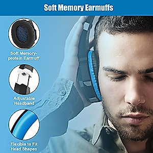 BENGOO G9000 Gaming Headset Professional 3.5mm PC LED Light Game Bass Headphones Stereo Noise Isolation Over-ear Headset Headband with Mic Microphone For PS4 Laptop Computer and Smart Phone