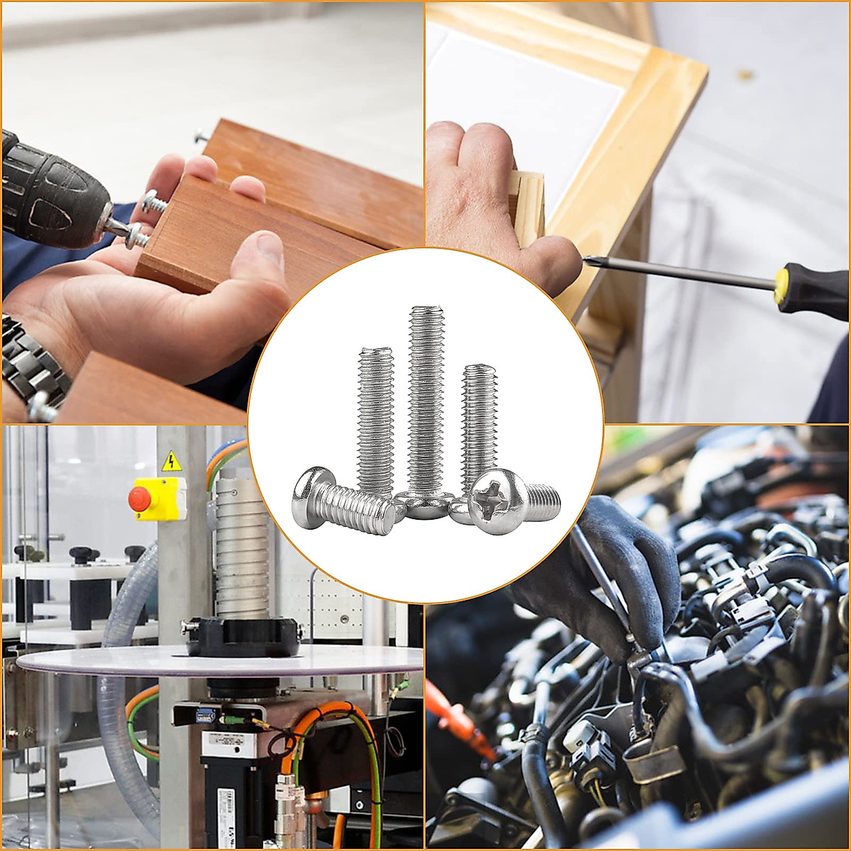 VIGRUE 1148PCS M2 M3 M4 M5 M6 Phillips Pan Head Screws Bolt Nut Flat Washers 304 Stainless Steel Machine Screws Assortment Kit and Storage Case