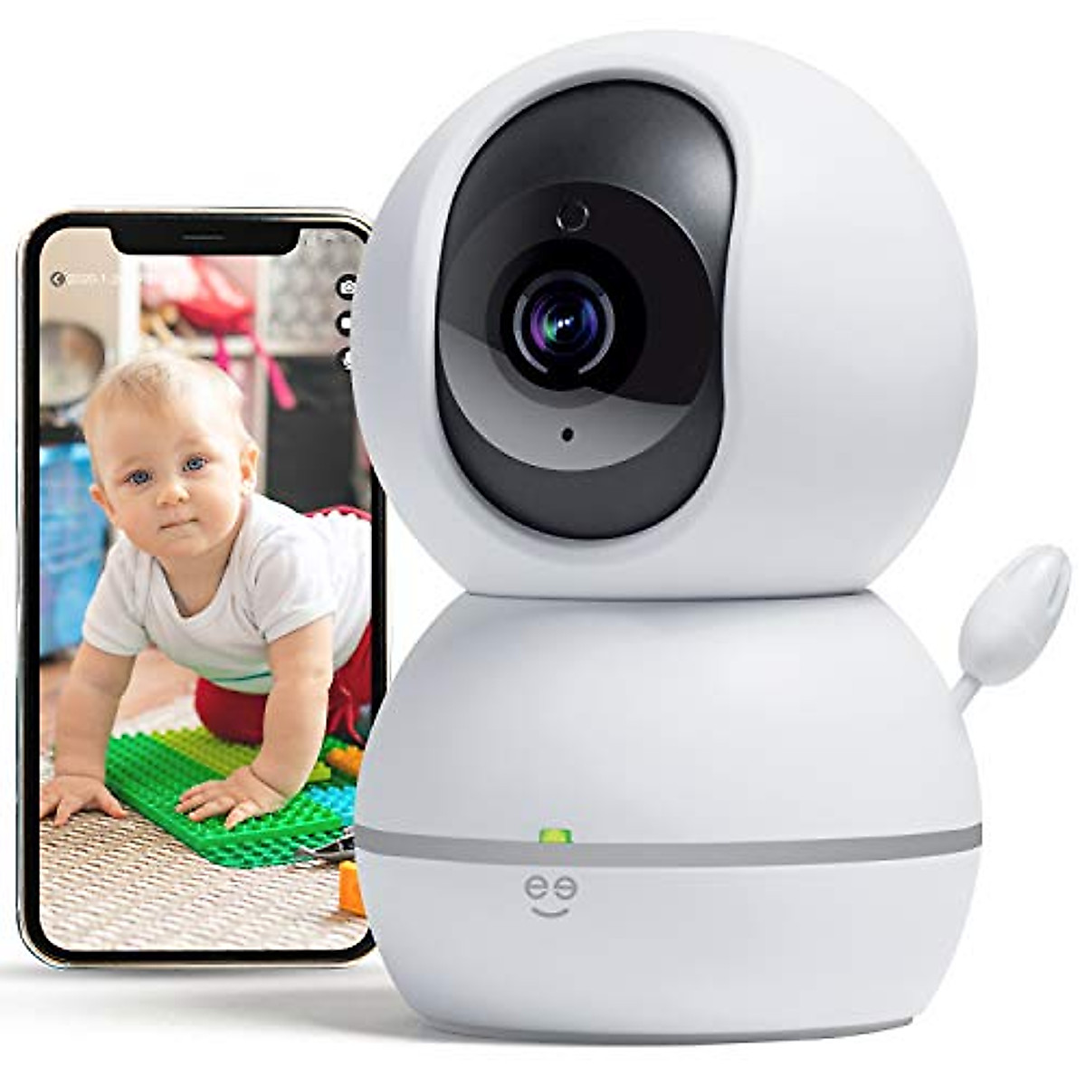 Geeni Smart Home Pet and Baby Monitor with Camera, 1080p Wireless WiFi Camera with Motion and Sound Alert (White)