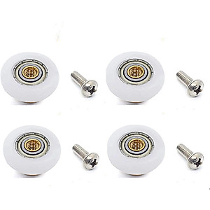 Shower Door Rollers Metal Alloy Wheels for The Bathroom Pan Glass Sliding Door Pulleys Replacement Parts Strong Load-Bearing Capacity Ultra-Quiet (Option A, Dia 19MM)