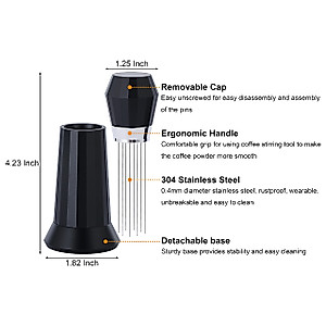 Apexstone Coffee Stirrer Tool, Coffee Stirring Tamper WDT Distribution Tool, Needle Distribution Tool Espresso, WDT Tool Espresso with Stand Black, WDT Tool Espresso Needle