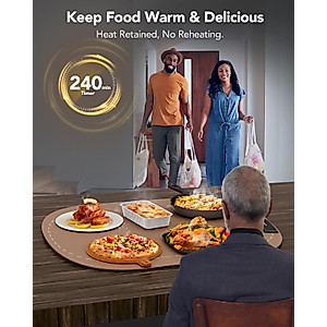 Food Warming Mat, Electric Warming Trays for Food Countertop Buffet, Food Warmers for Parties Food Heating Mat with 9 Temperature Setting & 7.2ft Cable & Foldable (Brown)