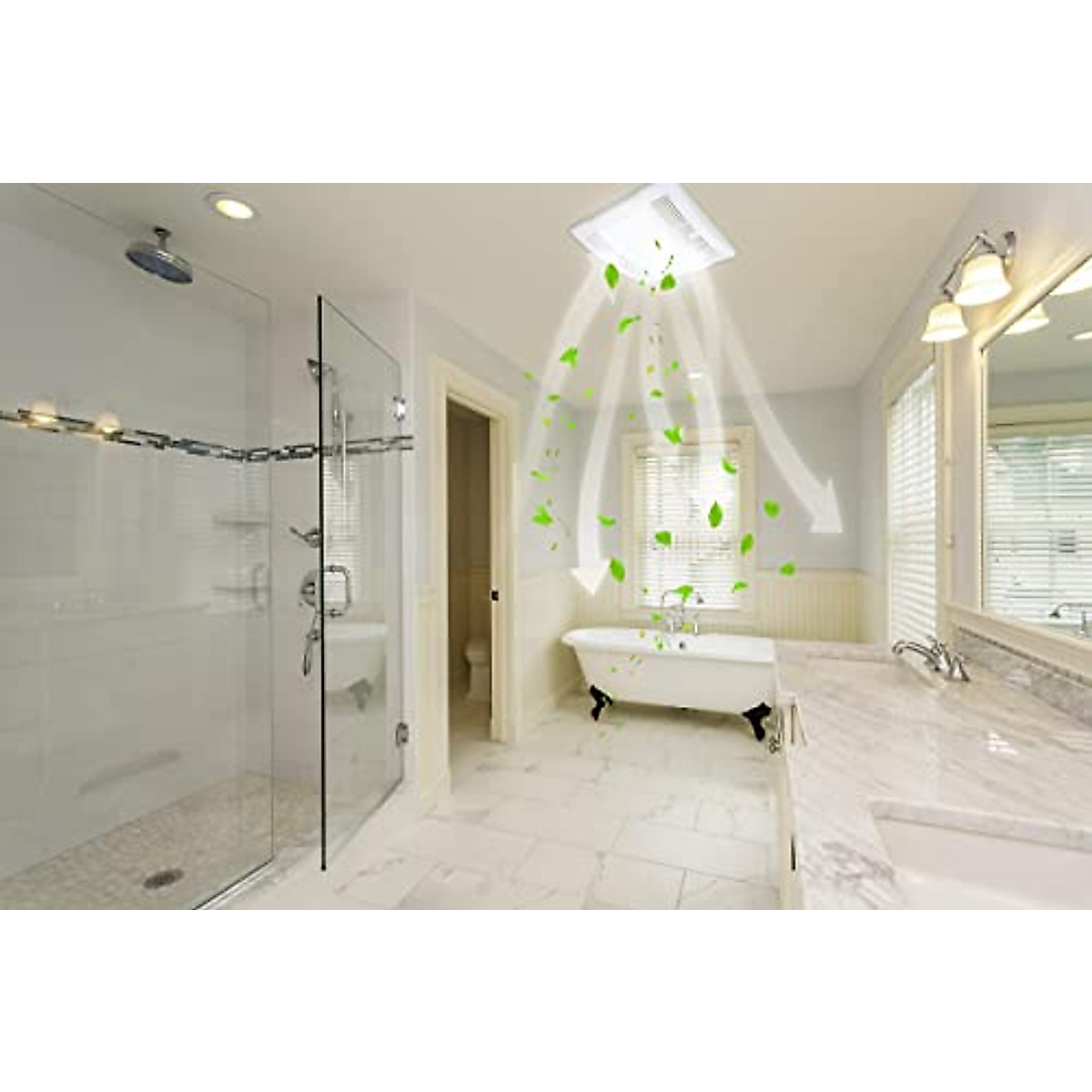 Akicon Bathroom Exhaust Fan with Light, Ultra Quiet 90 CFM 1.5 Sones Ventilation Exhaust Bathroom Fan Light Combo, Powerful Ventilation Fan for Bathroom and Home, 3 Years Warranty