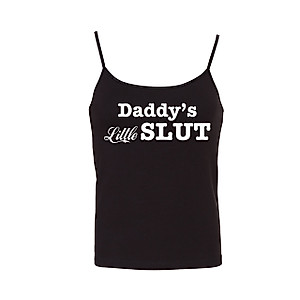 Knaughty Knickers Daddy's Little Slut Fun Flirty Camisole Cami Tank Top Sleep Wear Fitted Scoop Neck Black