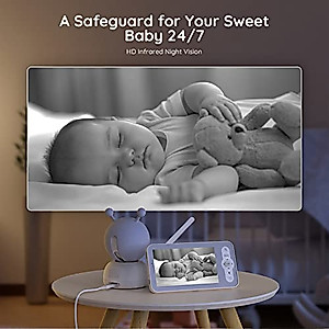 BOIFUN 5" Baby Monitor, 1080p WiFi Baby Monitor Via Android/iOS App Control, Video Record & Playback, Temp & Humidity Sensor, Night Vision, 2-Way Talk, Motion & Sound Detection, with Wall Mount Base