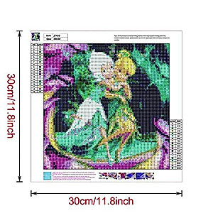 DIY 5D Diamond Art by Number Kits, Tinker Bell Fairy Angel Pretty Fairies Round Full Drill Acrylic Embroidery Cross Stitch Arts Craft Supply for Home Wall Decor Adults 11.8x11.8 inches