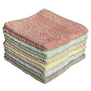 Washcloths, Set of 12 - 100% Ring Spun Cotton Wash Cloth – Thick Loop Pile Washcloth - Extra Absorbent and Soft – Lint Free Face Towel – Perfect for Bathroom Machine Washable Size 13 X 13 inch.