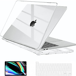 EooCoo Compatible with 2023 2022 M2 MacBook Pro 13 inch Case 2021-2016 Release M1 A2338 A2289 A2251 A2159 A1989 A1706 A1708 Protective Hard Case with Keyboard Cover, Screen Protector - Crystal Clear