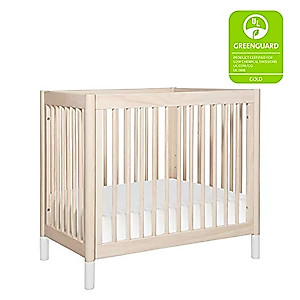 Babyletto Gelato 4-in-1 Convertible Mini Crib in Washed Natural and White, Greenguard Gold Certified