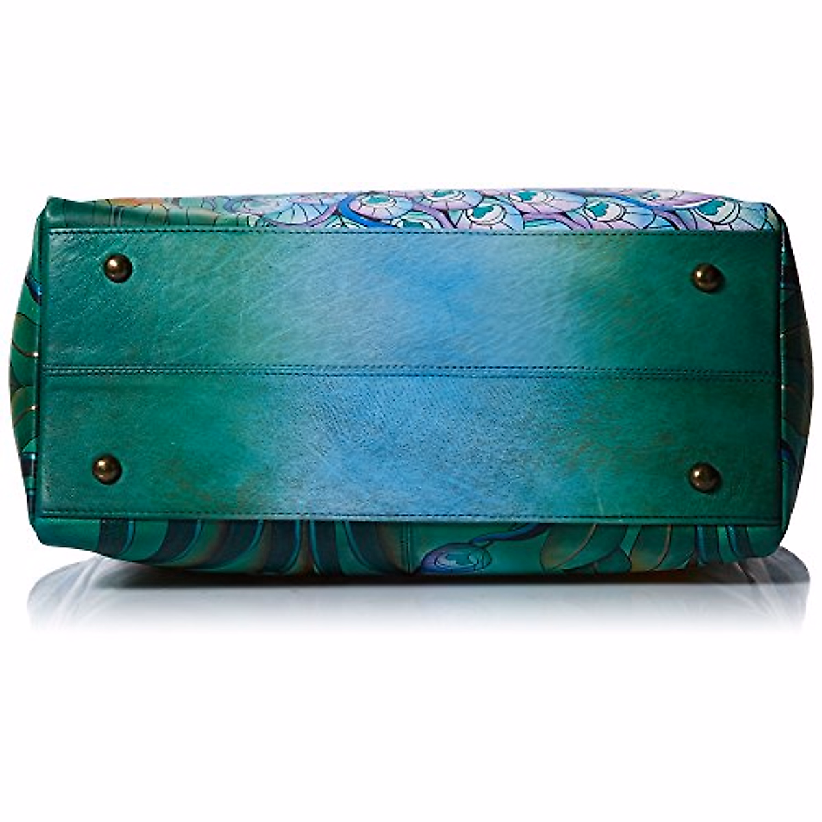 Anna by Anuschka Hand Painted Leather Women's Large Tote, Midnight Peacock