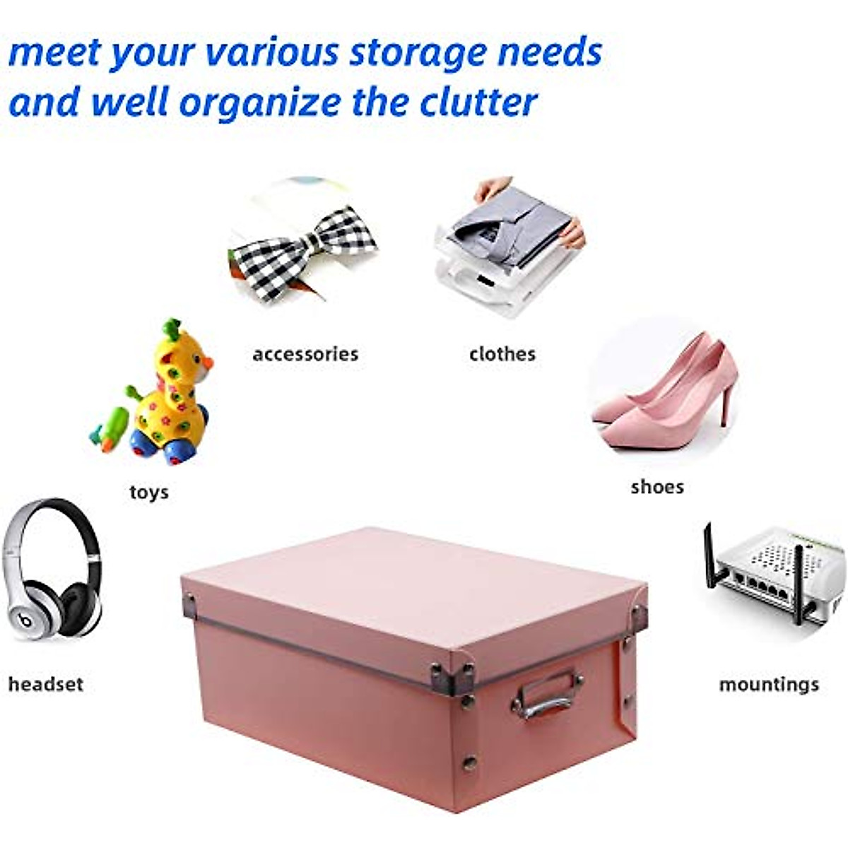 XUCHUN File Storage Boxes, Foldable Storage Bins with Lid 3 in 1 Set, Press-Stud Fastening, Moisture-Proof, Space Saving Storage, Storage Box for Photoes, Toys, Files, Closets