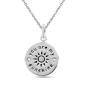 LeCalla Sterling Silver Jewelry Antique Engrave You are My Sunshine Pendant for Women