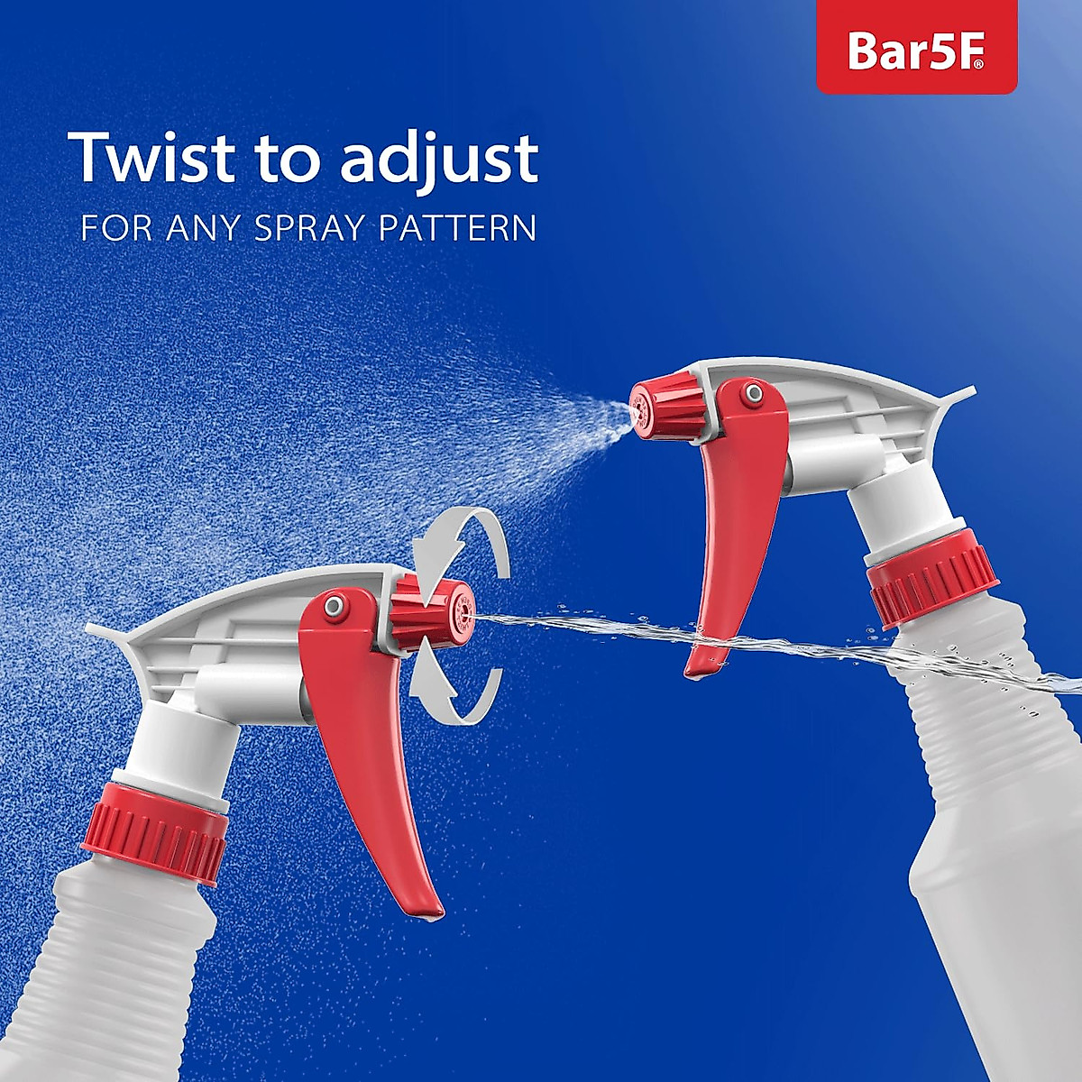 Bar5F Set of 2 Premium 24 oz Spray Bottles, NBR Gasket - Superior Hydrocarbon Resistance - Ideal for Auto Detailing & Industrial Cleaning