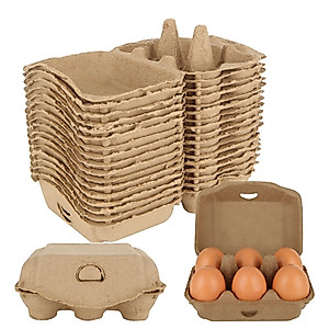 CertBuy 40 Pack Egg Cartons 6 Count, Natural Pulp Egg Cartons Cheap Bulk, Paper Egg Tray 6 Count, Pulp Fiber Egg Tray, Egg Carton Reusable Egg Tray Container for Family, Kitchen, Farmhouse, Market