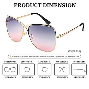 FEISEDY Womens Cute Sunglasses Oversized Butterfly X Shape Design Cateye Lady Sunglasses B2738