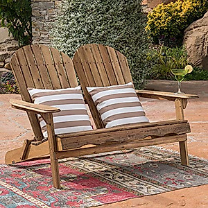 Christopher Knight Home Malibu Outdoor Acacia Wood Adirondack Loveseat, Natural Stained