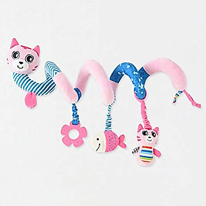 Generic Baby Crib Mobile Car Toys, Baby Activity Spiral Plush Stroller Bar Toy Accessories, Crib Toys with Bell for Boy or Girl, Hangings Rattle Toy Stroller Cat Hanging Toy
