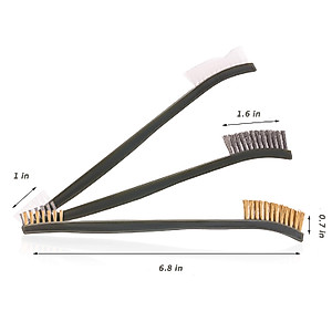 EAmber Gun Cleaning Brushes Picks Kit Set Brass Copper Steel Nylon Stainless Steel Ploymer Pick Set Bristle Brushes (Stainless-Steel)