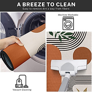 Tayney Mid Century Boho Home Kitchen Rugs and Mats Non Skid Washable Set of 2, Bohemian Kitchen Mats for Floor, Abstract Geometric Kitchen Runner Rug, Modern Minimalist Kitchen Decor