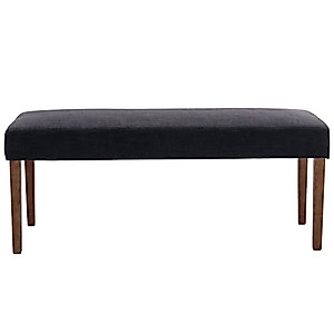VESCASA Charcoal Linen Upholstered Dining Bench with Natural Wood Legs, 44.5" W Entryway Farmhouse Padded Bench for Dining Room, End of Bed, Kitchen, Living Room, 1 PC