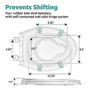 Elongated Toilet Seat with Toddler Seat Built In, Slow Close, Quick Release, Never Loosen, Heavy Duty, White