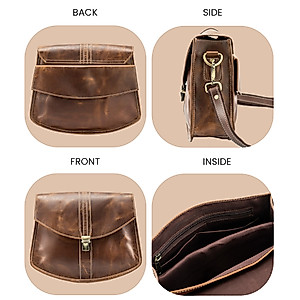 Handmade World Premium Leather Crossbody Satchel Bag For Women Handbag Travel Purse and Sling Saddle Bag (Brown)