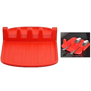 HOME-X Red Silicone Spoon Rest & Spoon Holder, Utensil Rest with Drip Pad for Multiple Utensils at Once, BPA-Free, Spoon Holder for Stove Top, Holder for Spoons, Ladles, Tongs & More, Kitchen Accessor