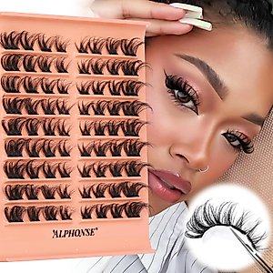 Lash Extension Individual Lashes Wispy Lash Clusters 18mm Cat Eye Cluster Lashes D Curl Eyelash Clusters DIY at Home Faux Mink Eyelash Extensions by ALPHONSE(72Pcs)