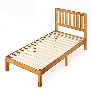 ZINUS Alexia Wood Platform Bed Frame with headboard / Solid Wood Foundation with Wood Slat Support / No Box Spring Needed / Easy Assembly, Rustic Pine, Twin