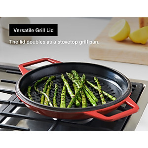 Misen Enameled Cast Iron Dutch Oven - Premium Quality Thick Core | Chip-Resistant Enamel Coating | Versatile Multi-Purpose Shape | Wide Handles for Easy Handling | Ideal for Everyday Cooking | 7QT I Red