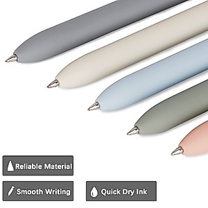 DIBALIYI Quick Dry Ink Pens, Gel Pens Fine Point Smooth Writing, Retractable 0.5 mm Black Ink Pens, Rollerball Pens for Note Taking School Office Supplies, Cute Pens for Women Gifts (5)