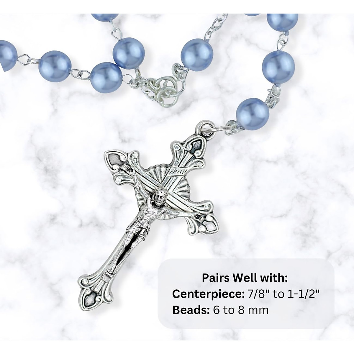 Bulk Pack of 5 - Large Flared Sunburst Fleur-De-Lis Crucifix Rosary Part - 2 1/8" Italian Silver Oxidized Finish Cross for Rosary Making Rosary Making Supplies, Made in Italy