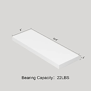 DongRong White Floating Shelves Large Wall Mounted Decor Display Shelf Set of 2 for Bedroom, Bathroom, Living Room, Kitchen