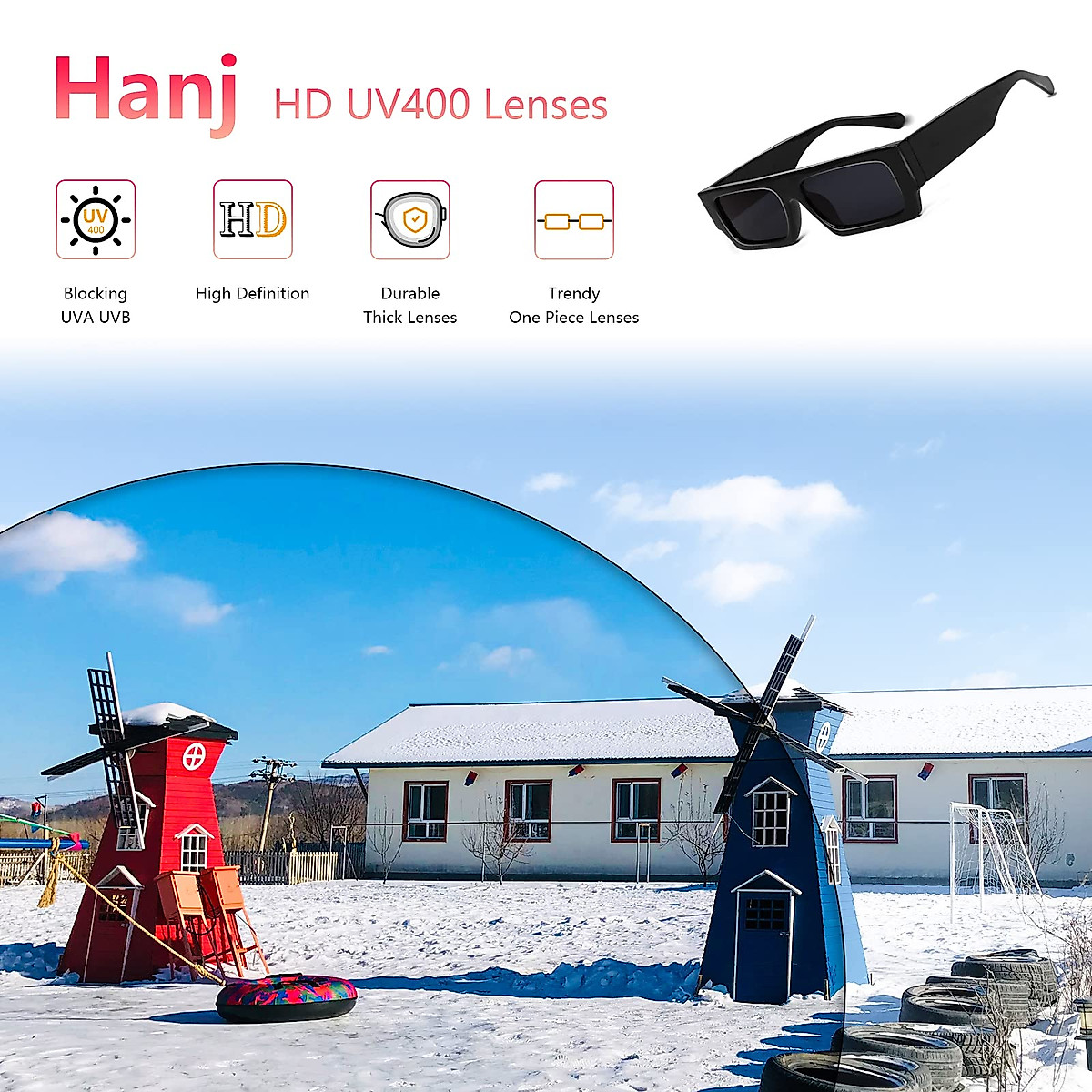 Hanj 90s Small Vintage Narrow Square Sunglasses for Men Women UV400 Trendy Retro Black Glasses Cool Rectangular Shades (Polished Black)