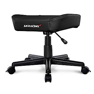AKRacing Footstool with PU Leather, Height Adjustable with Wheels, Ottoman Foot Rest for Office and Gaming Chairs - PC; Mac; Linux, Black, (AK-Stool-BK)