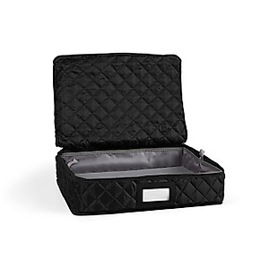 Platter Serveware Storage with Tray - Washable and Stain Resistant, ID Window, Kitchen Storage-Black