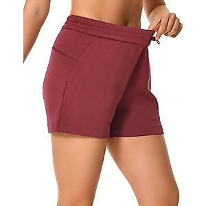 Colorfulkoala Women's High Waisted Ultra Soft Athletic Jersey Shorts Casual Summer Lounge Pants with Pockets (M, Wine Red)
