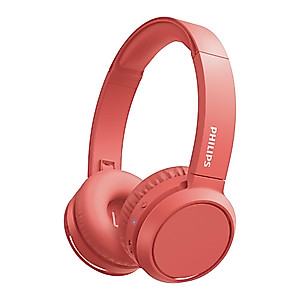 PHILIPS H4205 Wireless Headphone,On-Ear Bluetooth Headphone with BASS Boost,Quality Sound,32mm Drivers,29-Hour Battery Life,Fast Charging,Lightweight,Adjustable Cushioned Headband,Soft Ear Cups,Red