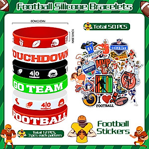 BOIKOKY 122Pcs Football Party Favors Football Goodie Bags Stuffers with Stress Ball Keychain Tattoo Sticker Silicone Bracelet for Football Birthday Party Supplies