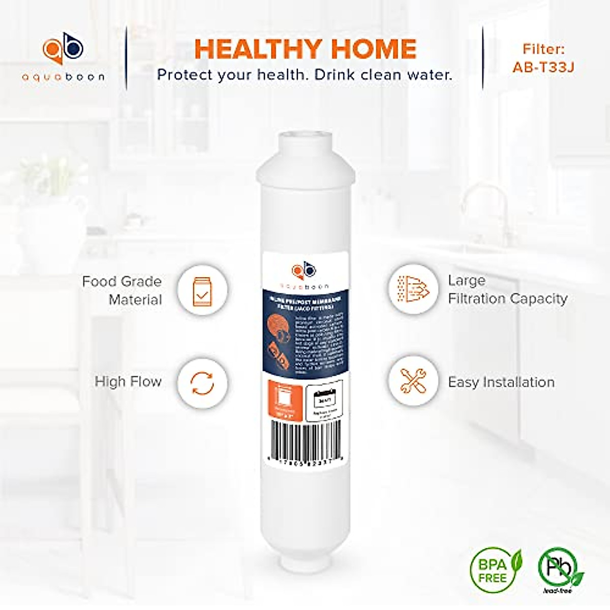 Aquaboon 6-Pack of Inline Post/Carbon Polishing Water Filter Catridge for Reverse Osmosis System Standard Size (Jaco fitting)