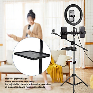Dilwe Sound Card Tray, Heavy Duty ABS Tray for Standard Speaker Stand & Microphone Stand Rack, Adjustable, Easy Installation, Wide Application, Tray Size: 6.50in x 8.66in