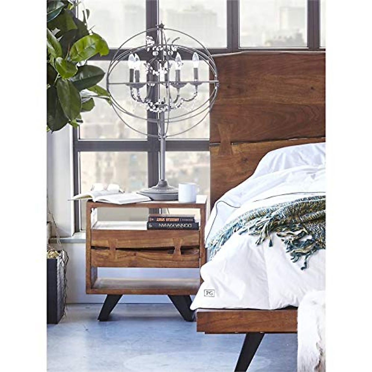 Moe's Home Collection Madagascar Acacia Wood Nightstand, Natural, 21.5"" h x 21.5"" w x 16"" d