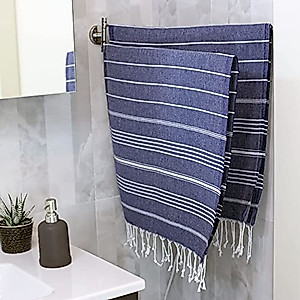 Clotho Turkish Hand Towels Set of 4 for Decorative Bathroom | Kitchen Towels and Dishcloths Sets Boho Farmhouse | 100% Cotton 18 x 40 Inches (Navy Blue)