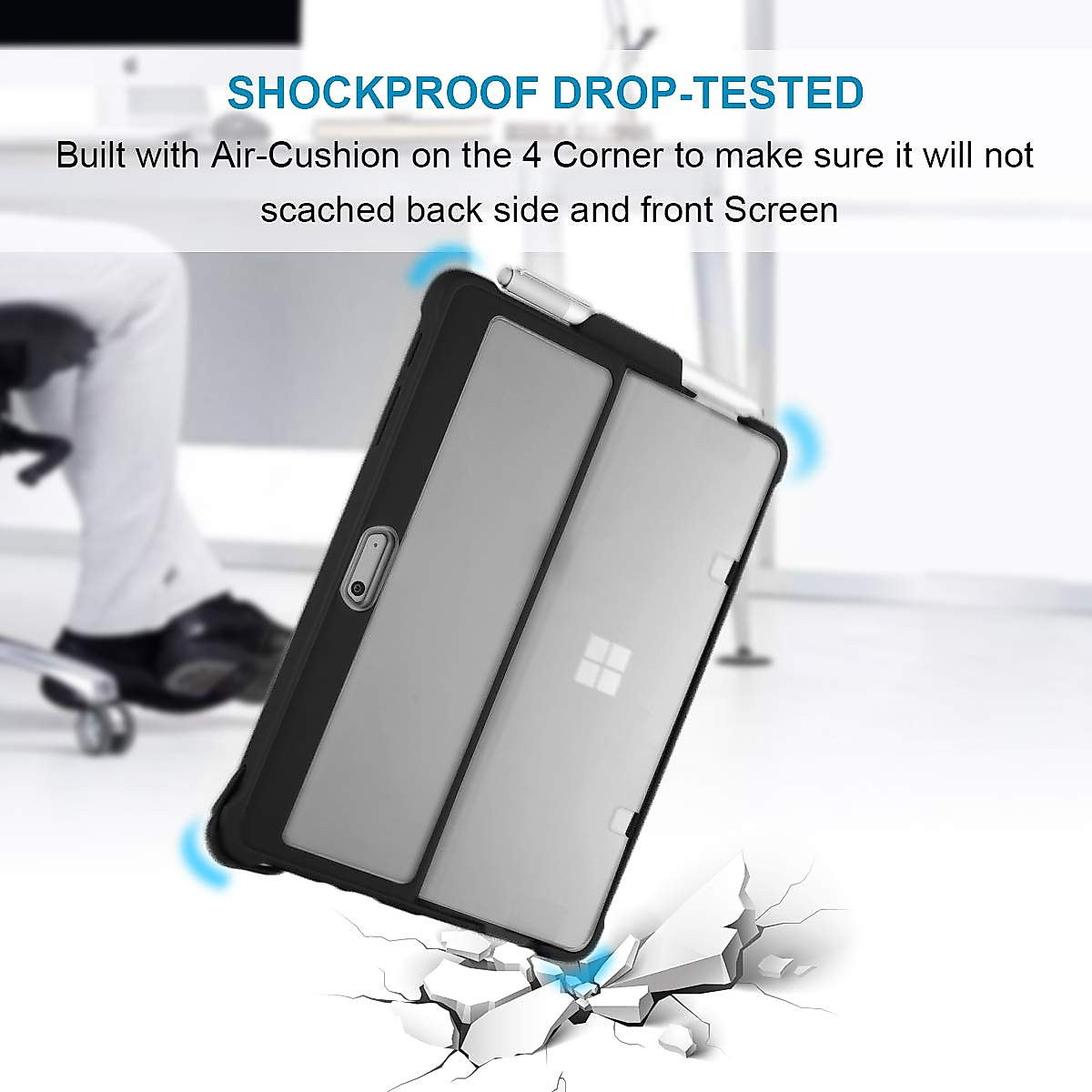 Youtec for Surface Go 3 Case Surface Go 2 Case, Surface Go Case, Shockproof Rugged Folio Surface Go 3/ Go 2/ Go Protective Case Cover Compatible with Microsoft Surface Go 2/ Go 3/ Go 10 inch Tablet