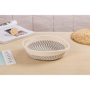 2 pack Small Storage Baskets, Desk Basket for Jewellery&Keys, Cute Rope Baskets, Small Basket Home Storage, Small Table Basket, Organizers and Storage, Small Woven Basket,(Camel & White - Hemp Rope)