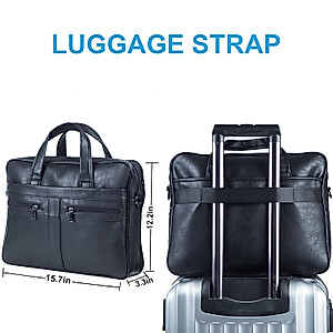 seyfocnia Men's Leather Messenger Bag, 15.6 Inches Laptop Briefcase Business Satchel Computer Handbag Shoulder Bag for Men-Black